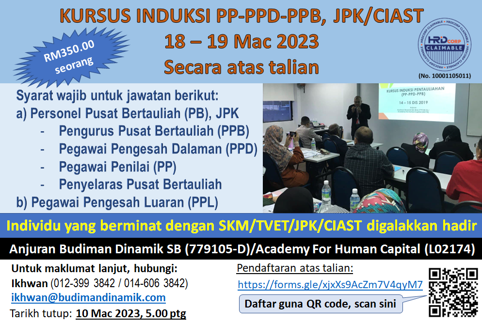 Budiman Dinamik Sdn Bhd - Kursus Induksi PP-PPD-PPB, 18 - 19 Mac 2023 Secara Atas Talian
