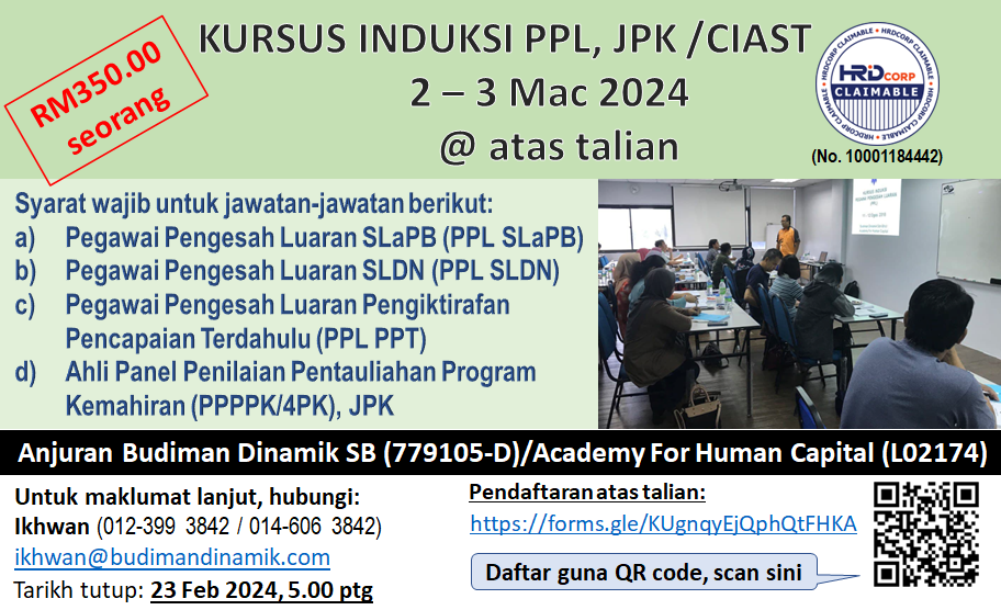 Budiman Dinamik Sdn Bhd - Kursus Induksi PPL, 2 - 3 Mac 2024 secara ...